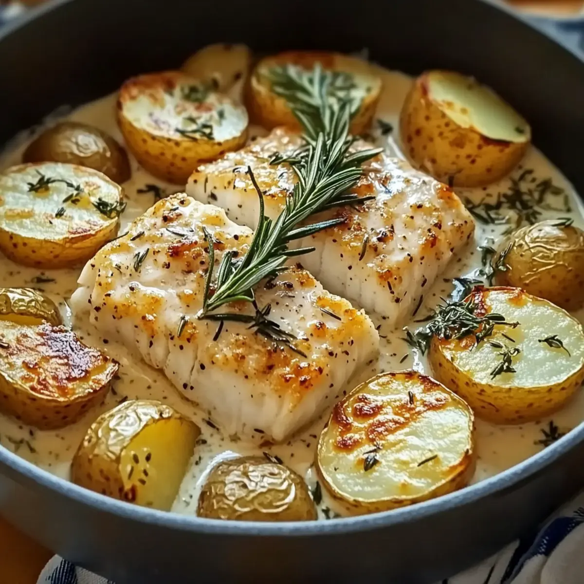 Ultimate Cod and Potatoes with Rosemary Cream Sauce - Delicious!