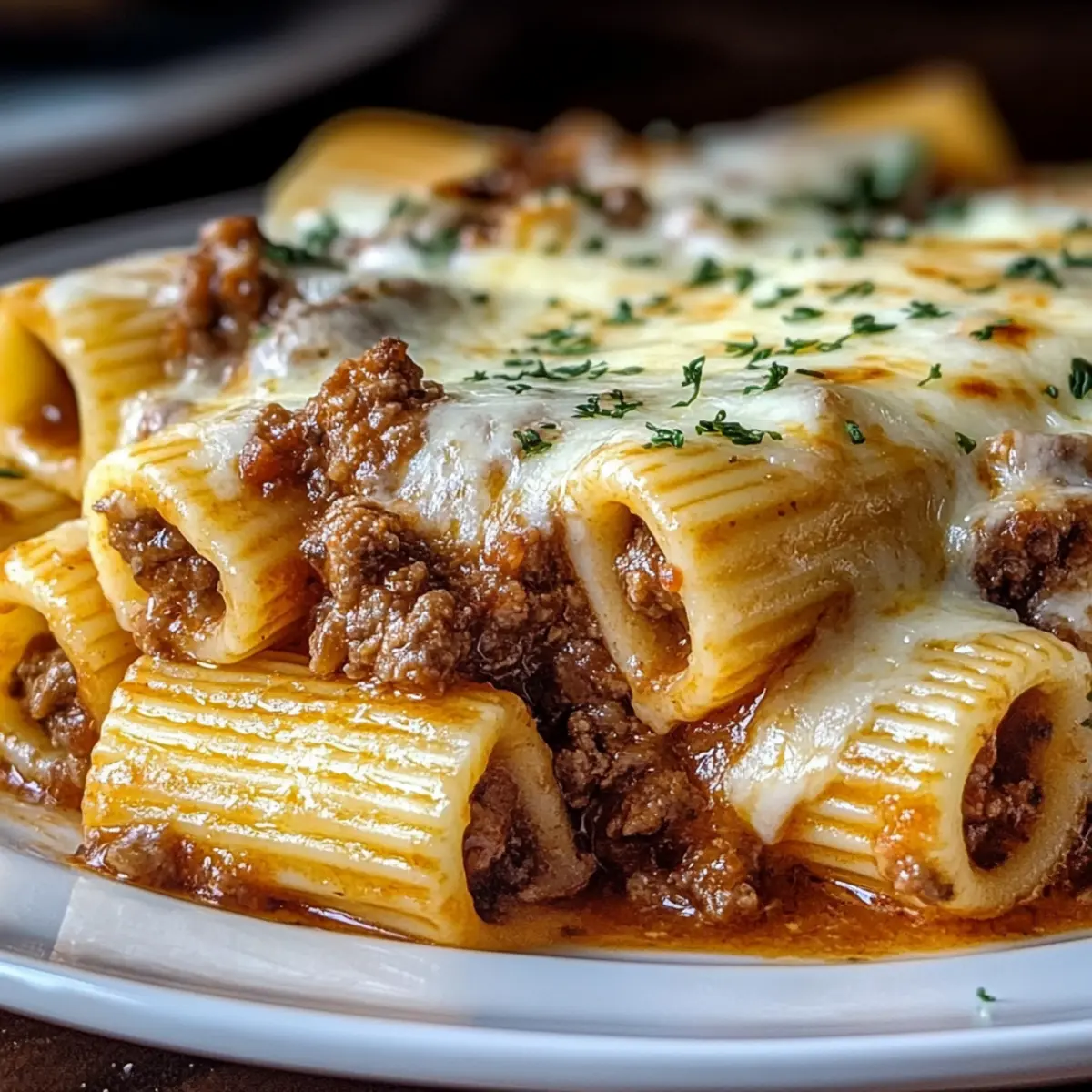 Irresistible Baked Rigatoni Stuffed with Beef Ragu & Mozzarella
